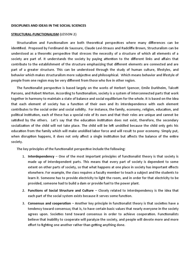(DISS 2) STRUCTURALISM and FUNCTIONALISM Student | PDF | Philosophical ...