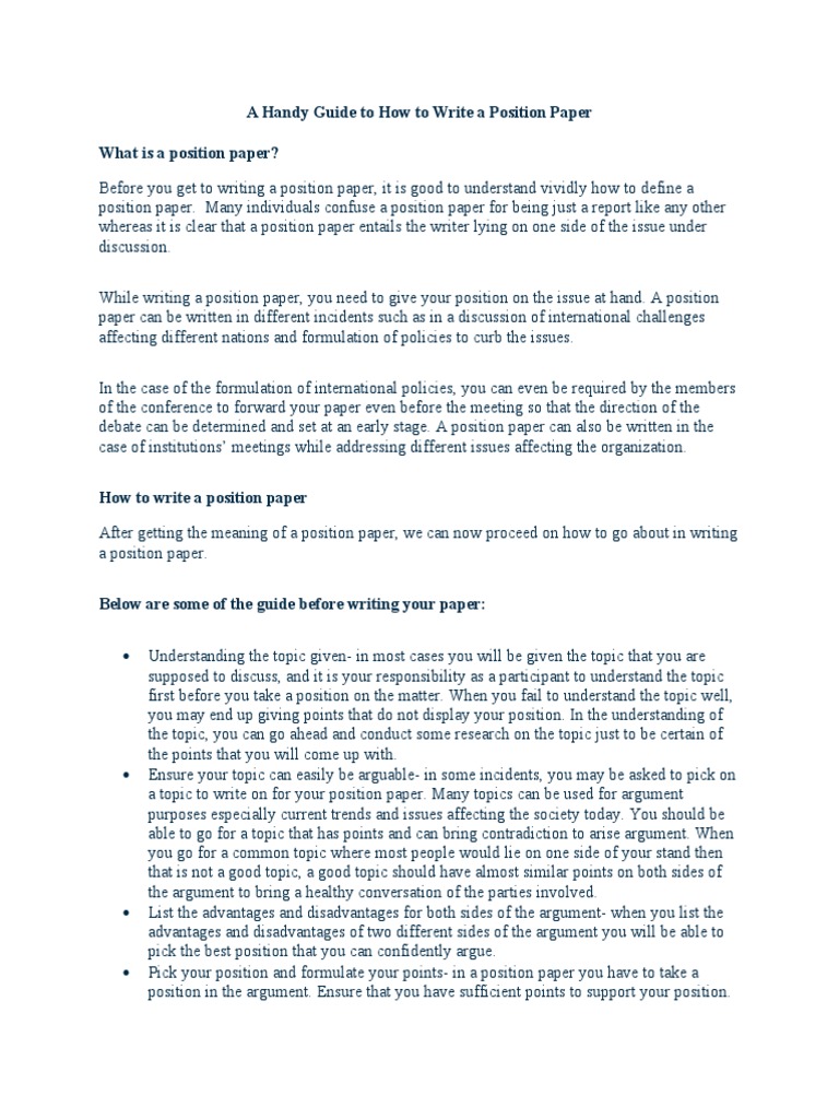 A Concise Guide to Crafting a Convincing Position Paper: Understanding ...