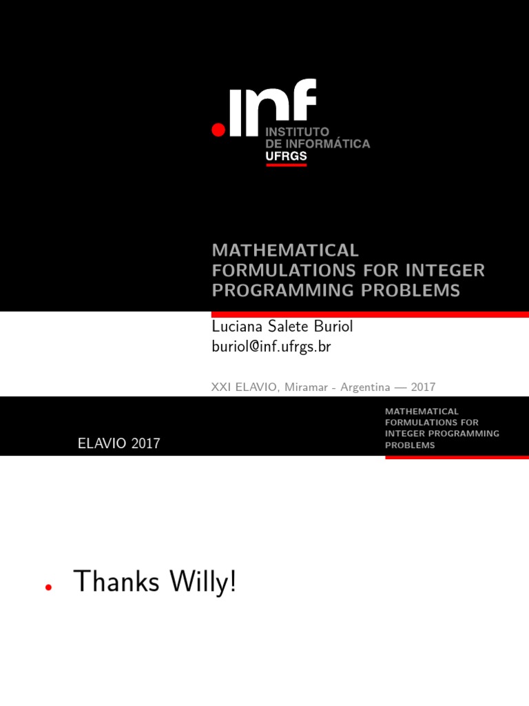 MATHEMATICAL Formulations For Interger Programming | PDF | Linear Programming | Computational ...