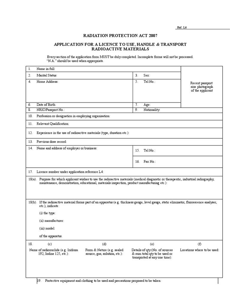 Radiation L6 License Application | PDF | Ionizing Radiation | Physical ...