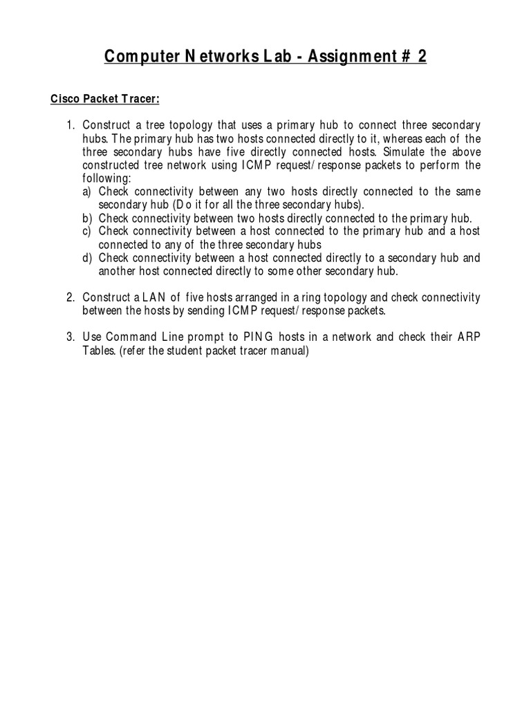 Computer Networks Lab - Assignment # 2: Cisco Packet Tracer | PDF