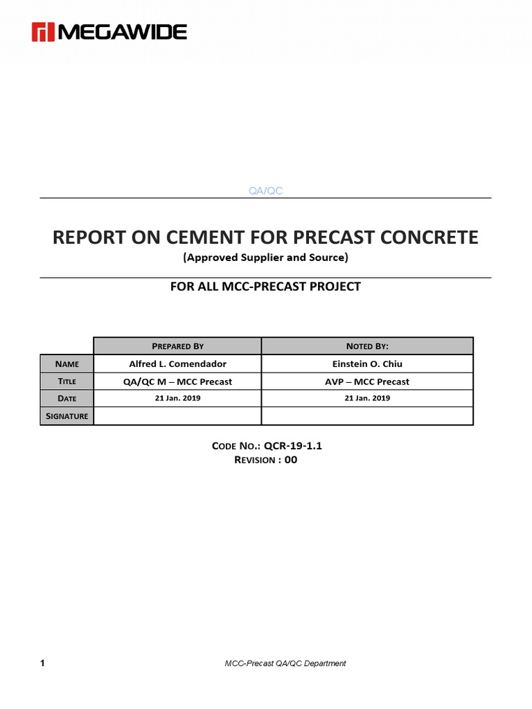 Report On Cement For Precast Concrete | PDF | Cement | Concrete