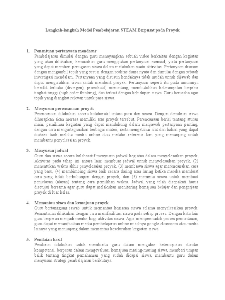 Sintaks STEAM Berbasis Proyek | PDF