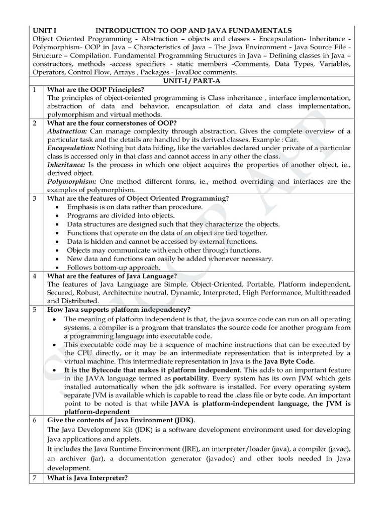 2marks and Questions CS8392 | PDF | Class (Computer Programming) | Inheritance (Object Oriented ...