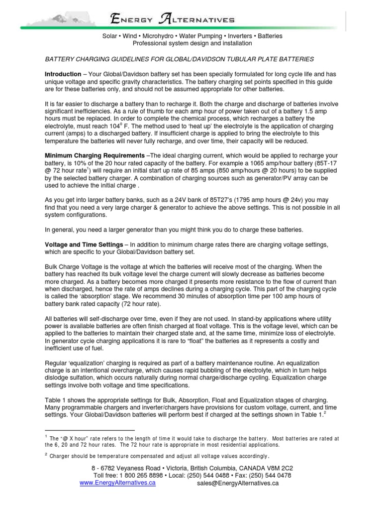 Battery Charging Guide - 2 Volt | PDF | Battery Charger | Rechargeable ...