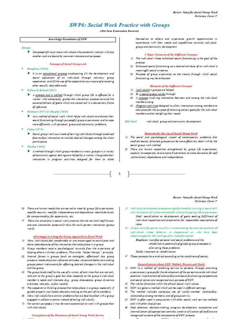 SWP6: Social Work Practice With Groups | PDF | Value (Ethics) | Social ...