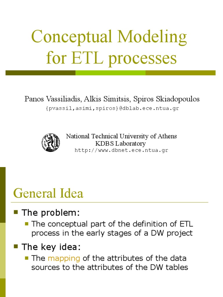 Conceptual Modeling For ETL Processes: Panos Vassiliadis, Alkis Simitsis, Spiros Skiadopoulos ...