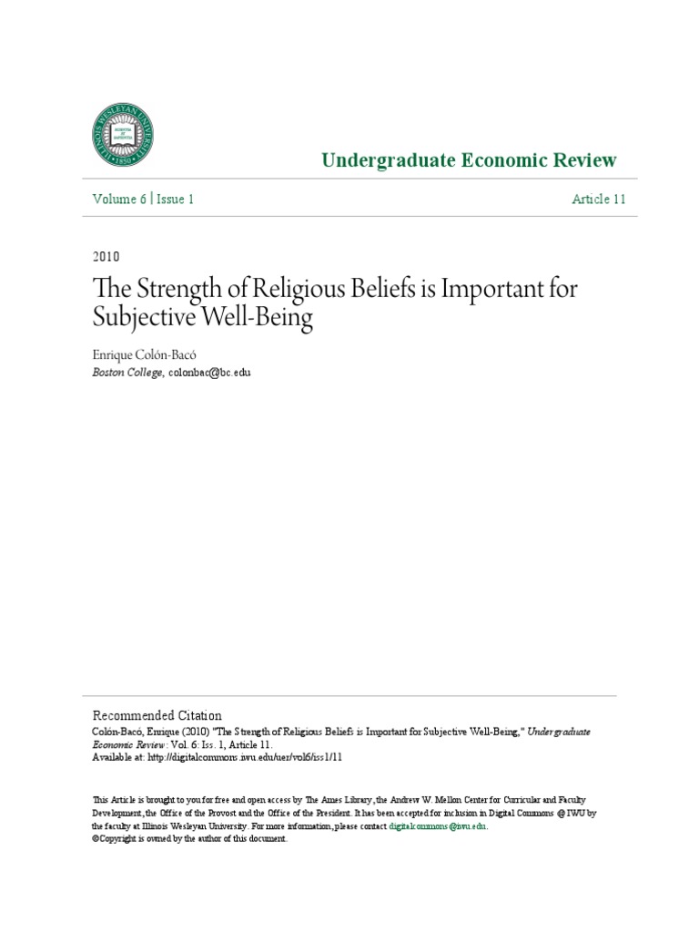 Happiness and Religious Belief | PDF | Correlation And Dependence ...