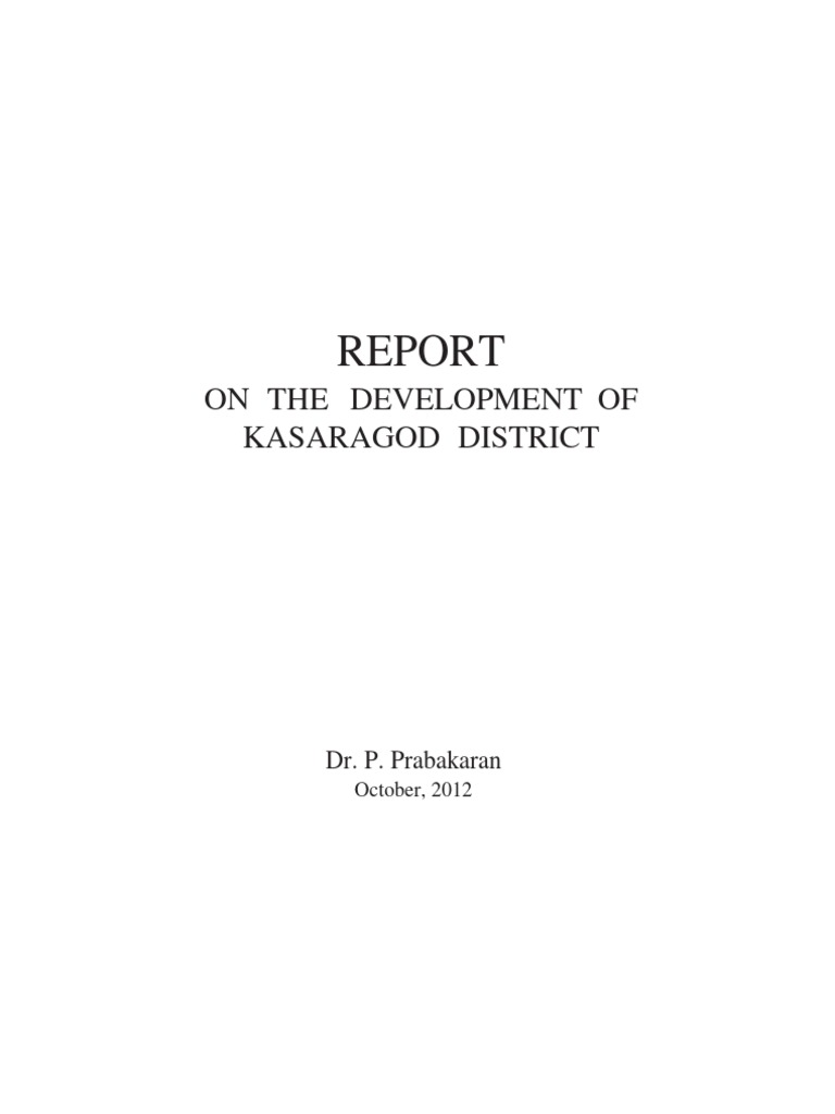 On The Development of Kasaragod District: Dr. P. Prabakaran | PDF ...
