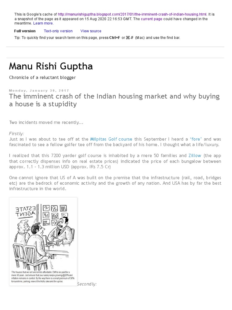 Manu Rishi Gupt - The Imminent Crash of The Indian Housing Market and ...