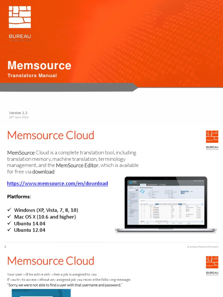 Memsource: Translators Manual | PDF | Login | Password