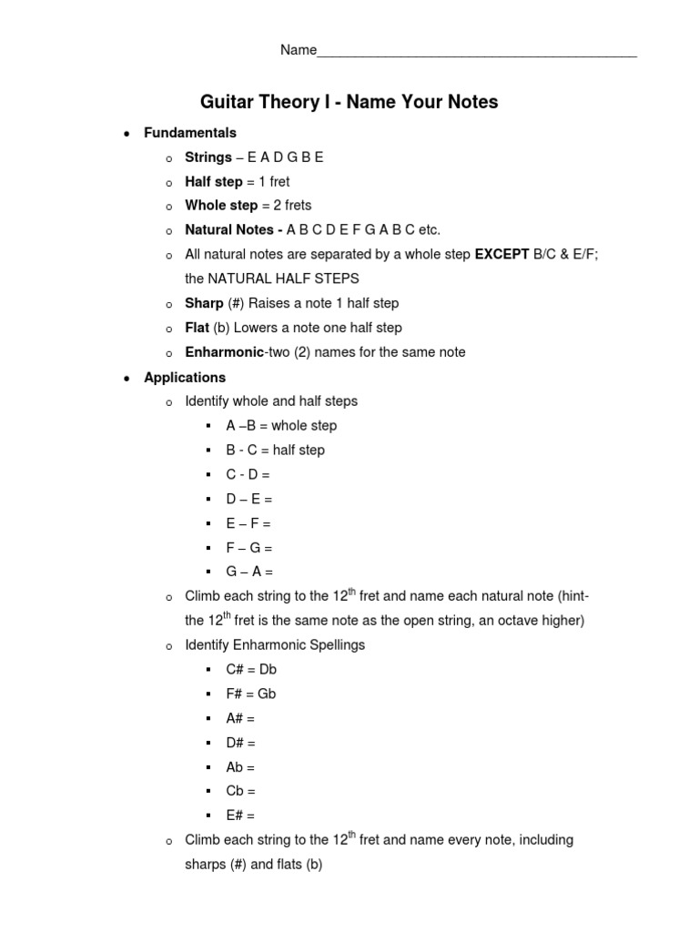 Guitar Theory: Naming Notes Basics | PDF