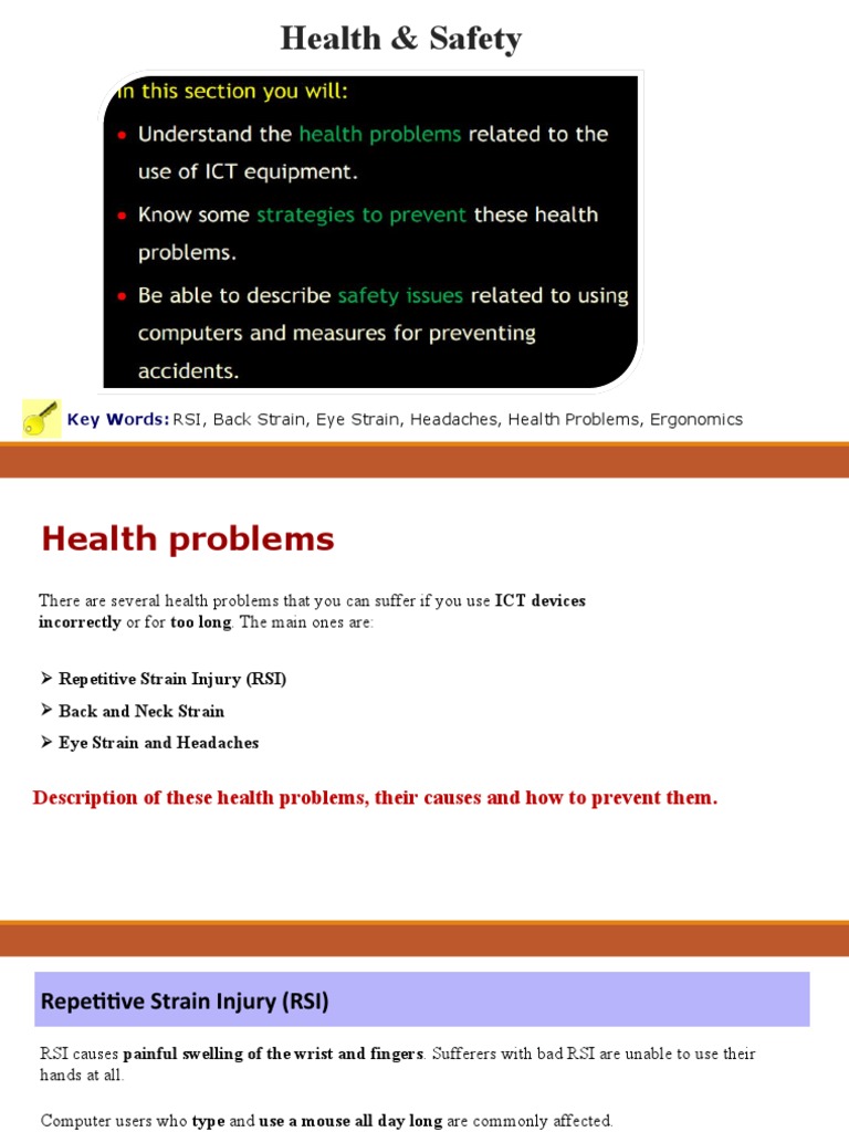 Preventing RSI and Health Issues in ICT | PDF