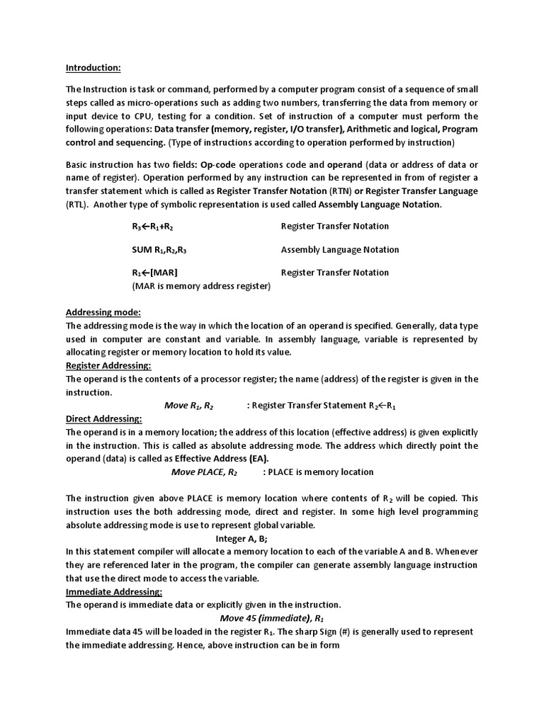 Addressing Modes Instruction Set Architecture | PDF | Assembly Language | Central Processing Unit
