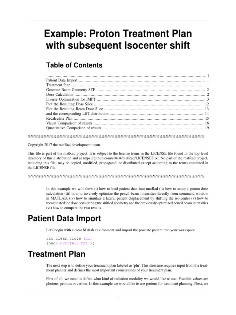 Example: Proton Treatment Plan With Subsequent Isocenter Shift | PDF ...