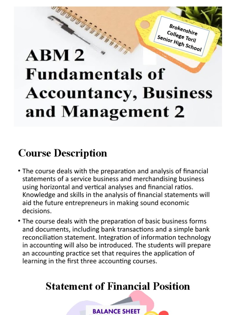 Understanding the Statement of Financial Position | PDF | Balance Sheet ...