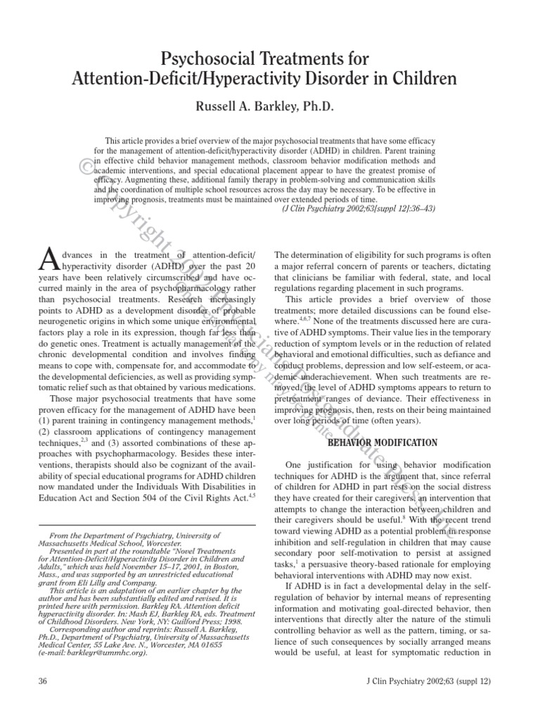 ADHD Program Barkley PDF | PDF | Attention Deficit Hyperactivity ...