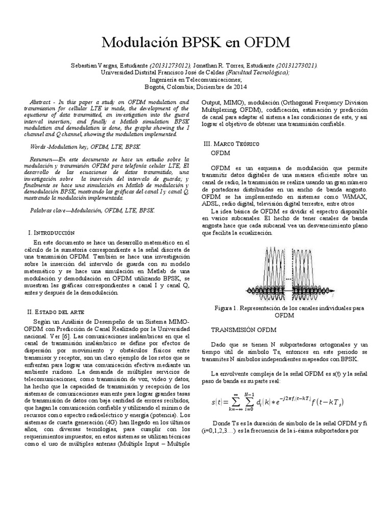 Modulación BPSK en OFDM | PDF | Multiplexación por división de ...
