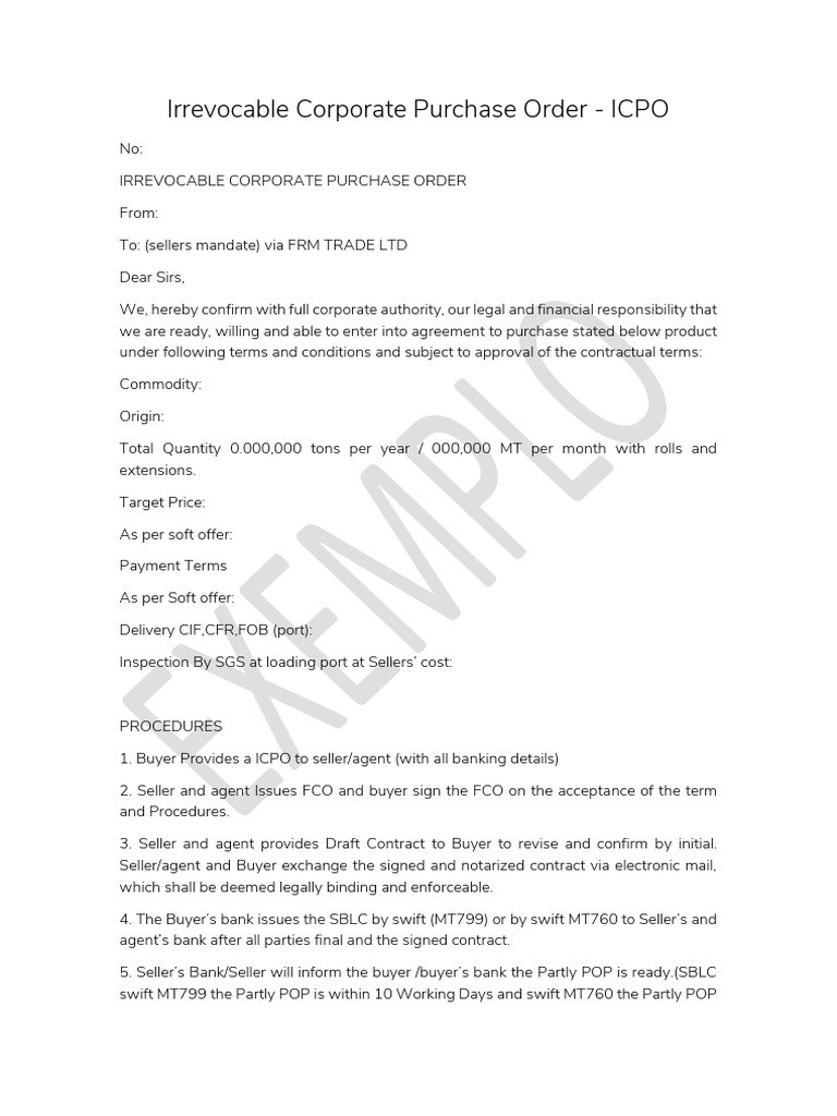ICPO: Irrevocable Purchase Order Guide | PDF | Business Law | Business