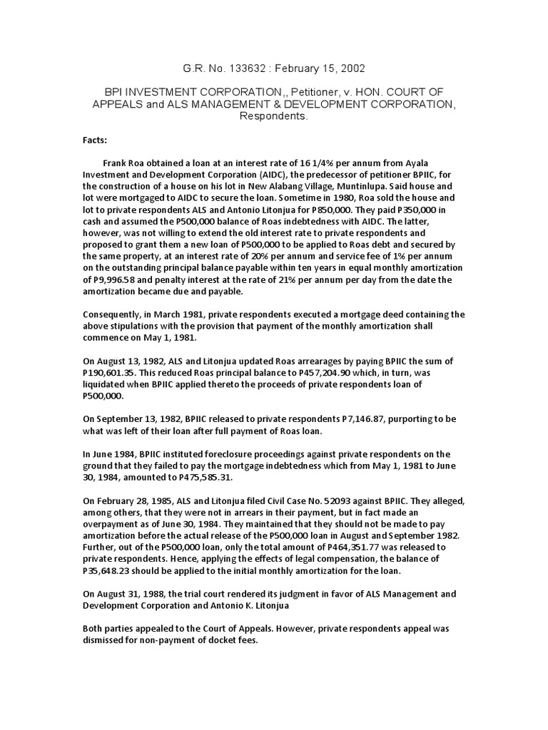 BPI Case | PDF | Loans | Debt