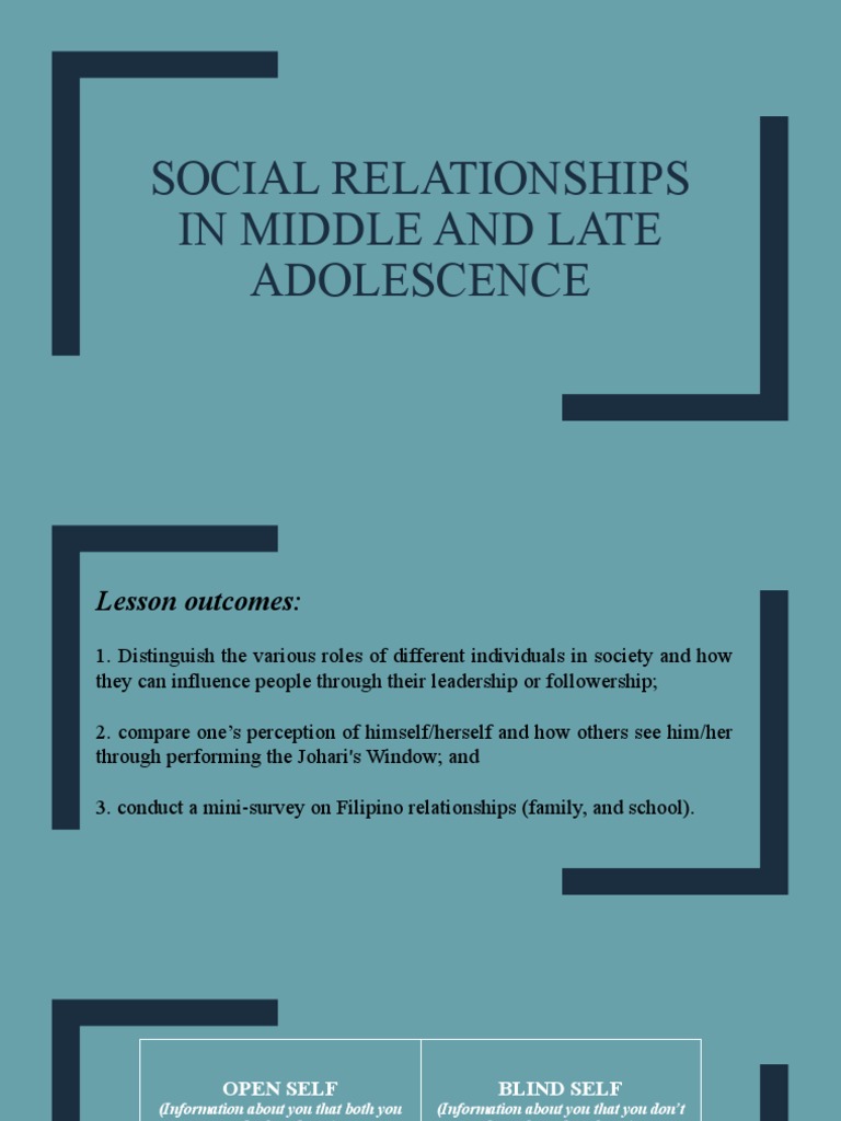 Social Relationships in Middle and Late Adolescence | PDF | Self Esteem ...