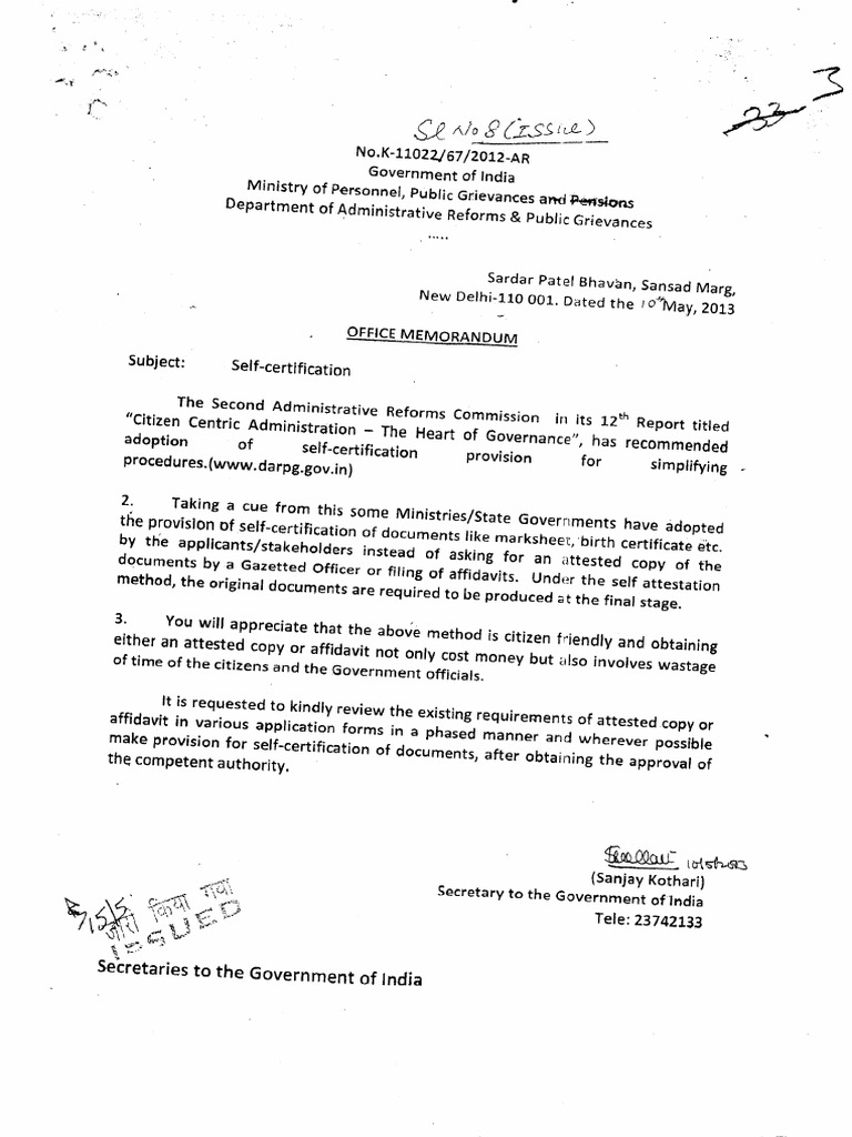 Self-Attestation-Letters10may2013 0 0 | PDF | Public Law | Social ...
