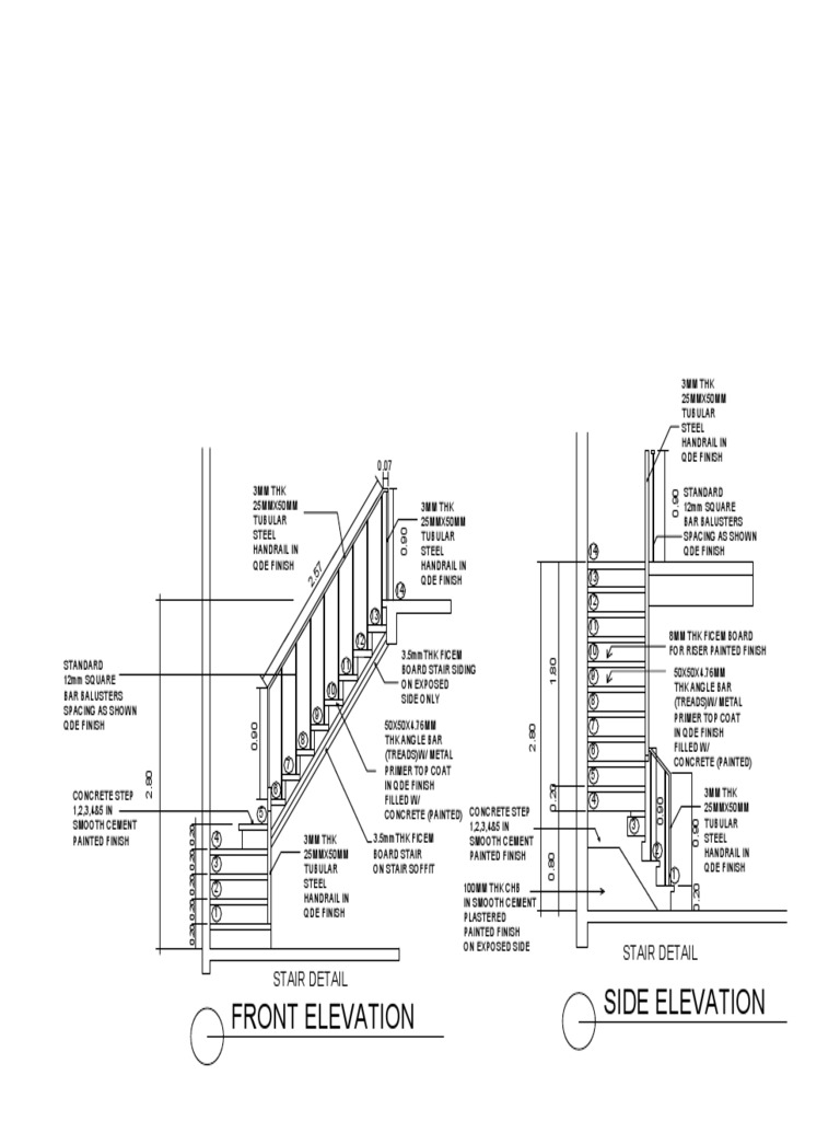 Front Elevation Side Elevation: Stair Detail Stair Detail | PDF ...