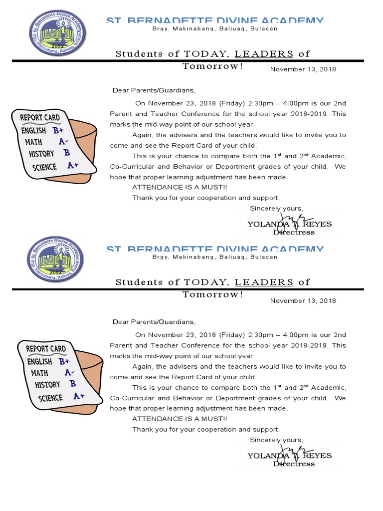 LETTER To Parents Absentism and Tardiness | PDF | Learning