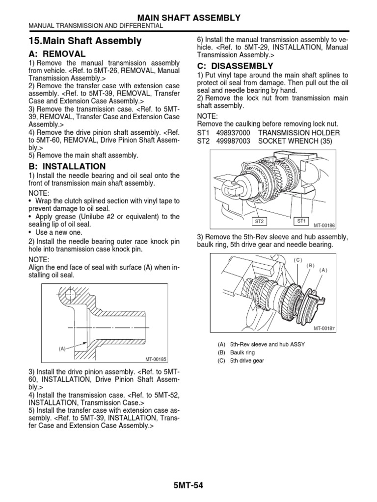 Main Shaft Assembly | PDF | Bearing (Mechanical) | Manual Transmission
