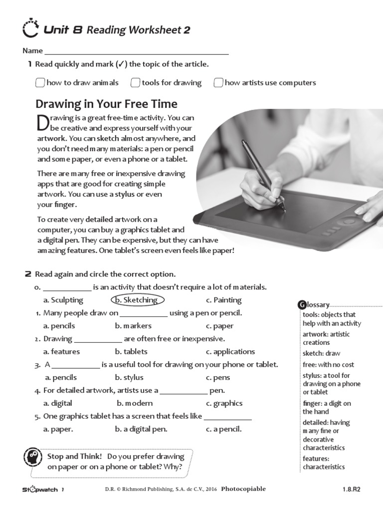 Stopwatch 1 Unit 8 Reading 2 (1.8.R2) | PDF | Drawing | Graphics