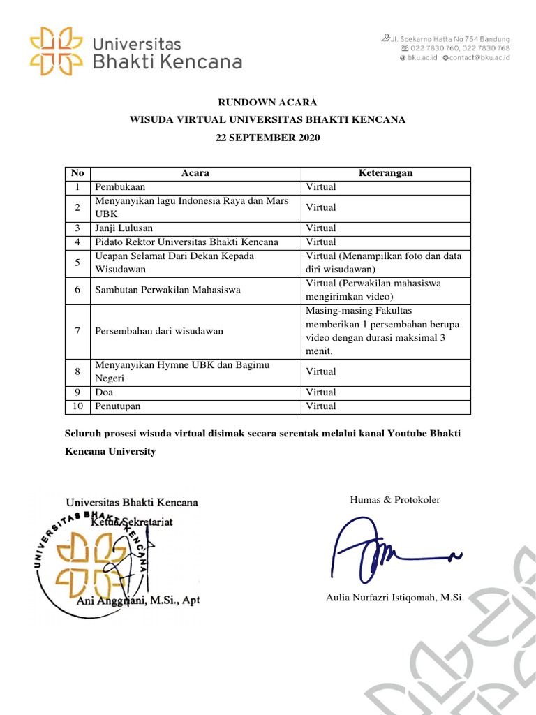 Rundown Acara Wisuda Virtual | PDF