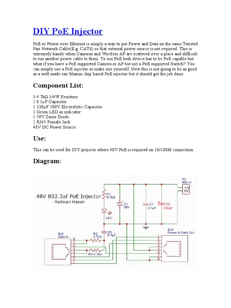 Diy Poe Injector: Component List | PDF