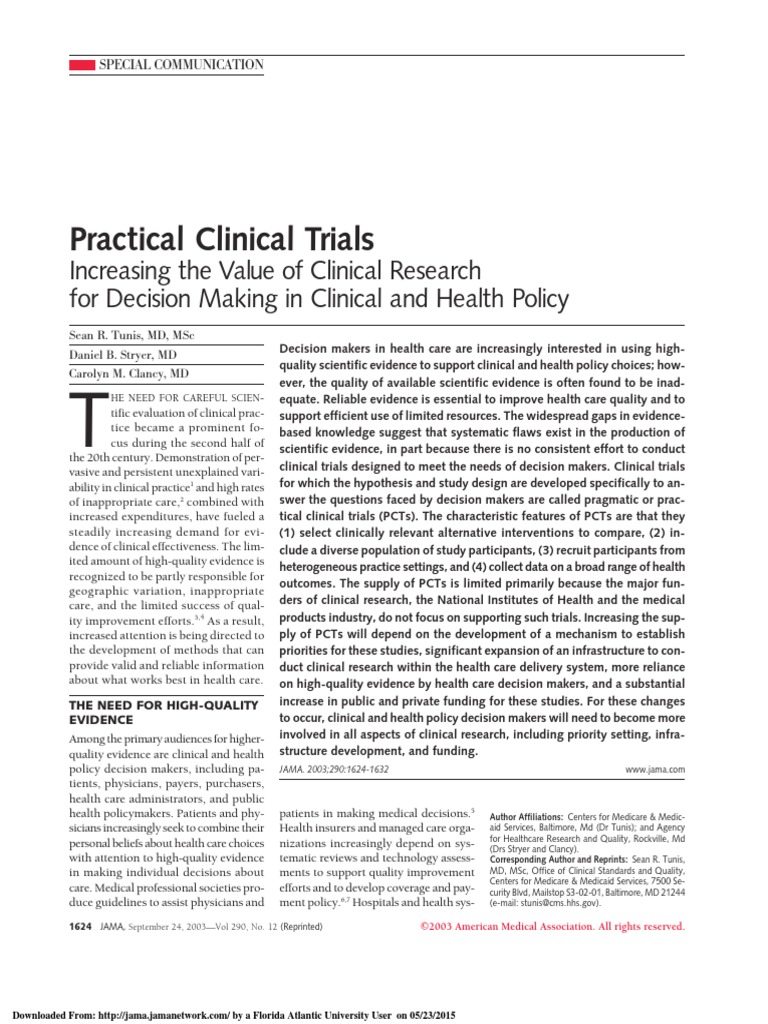 Practical Clinical Trials: Increasing The Value of Clinical Research ...