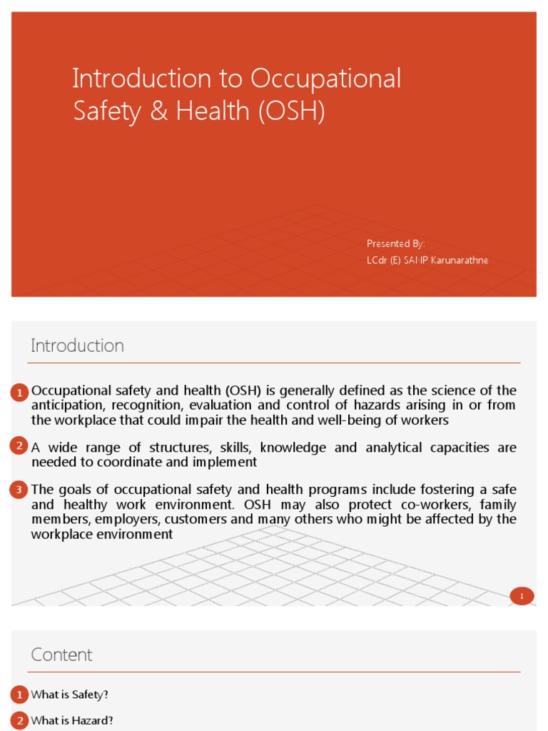 Introduction To Occupational Safety & Health | PDF | Personal ...