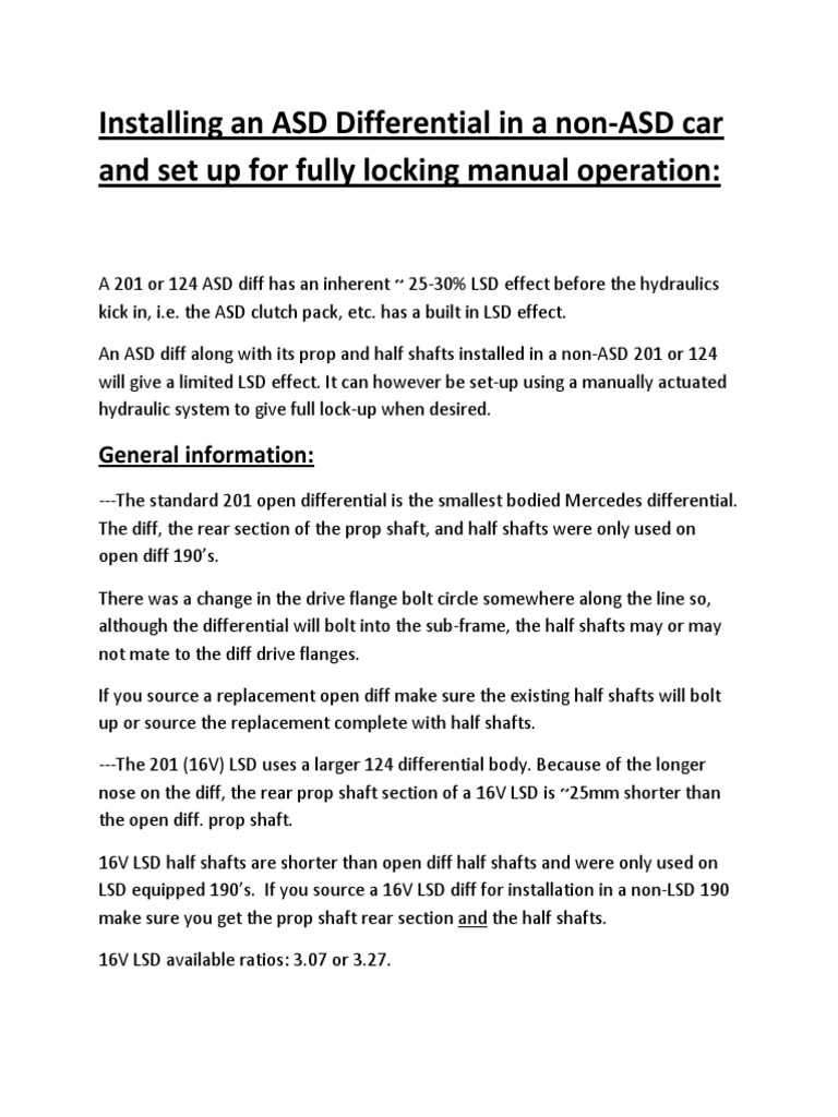 Installing An ASD Differential in A Non ASD Car and Set Up For Fully ...