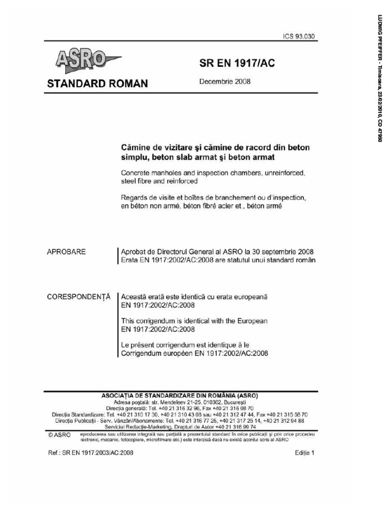 SR en 1917 Ac 2008 Camine de Vizitare Si Camine de Racord - Compress | PDF