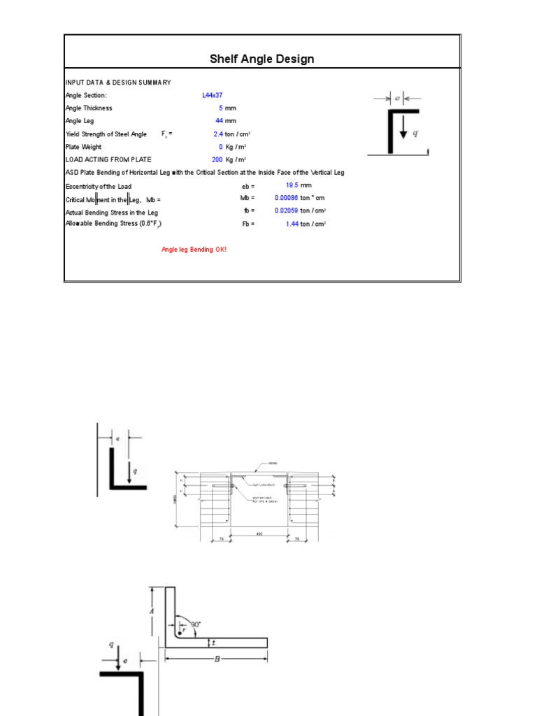 Shelf Angle Design: Input Data & Design Summary | PDF