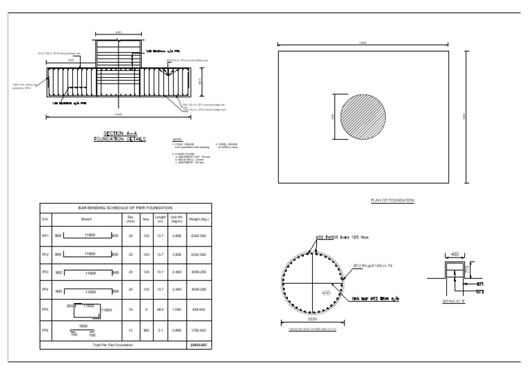 Plan of Foundation Bar Bending Schedule of Pier Foundation: Ø12 Rings ...