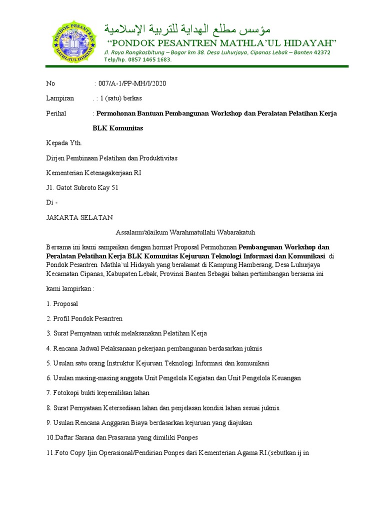 Proposal BLK Kemnaker | PDF