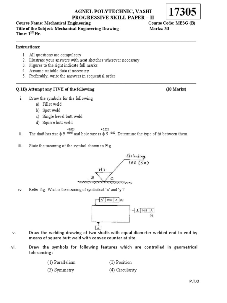 PST Paper MED G Scheme | PDF | Mechanical Engineering
