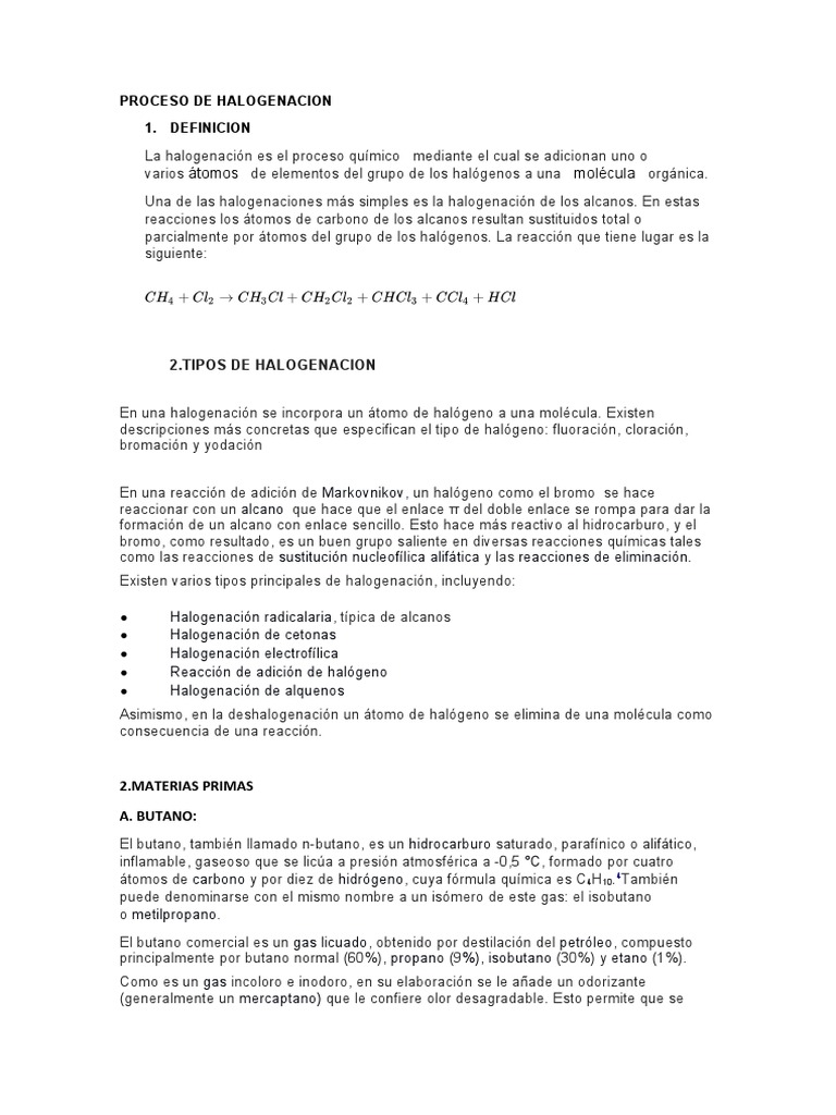 Proceso de Halogenacion | PDF | Metano | Alcano