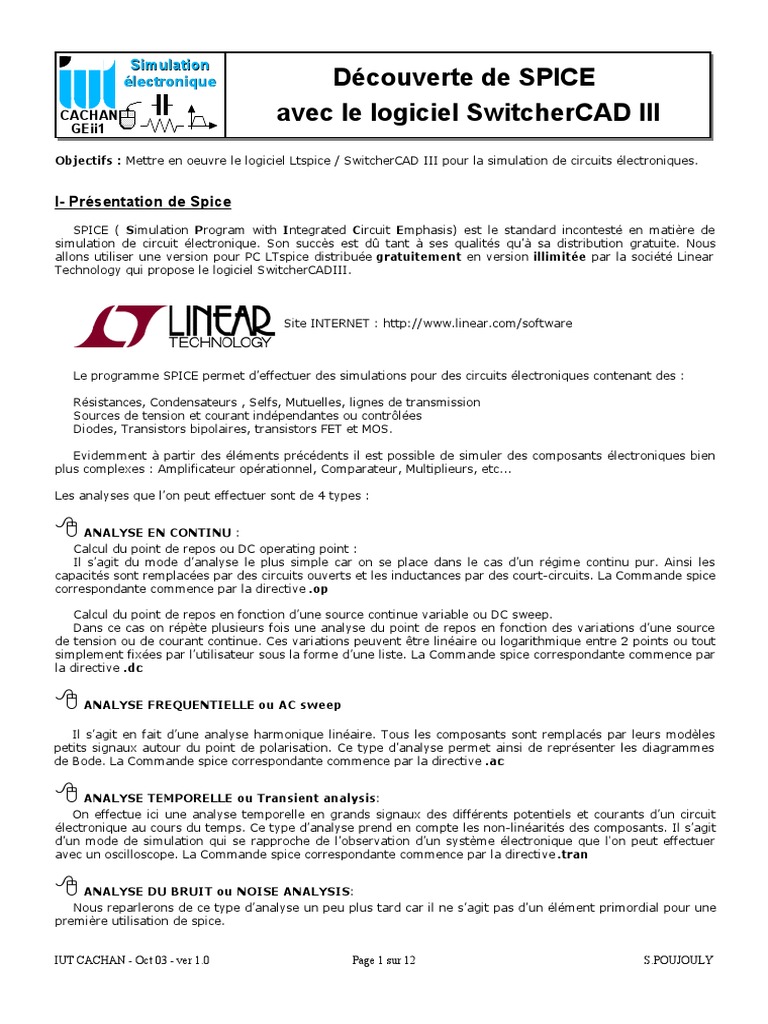 Tutorial LtSpice PDF | PDF | Épice | Transistor