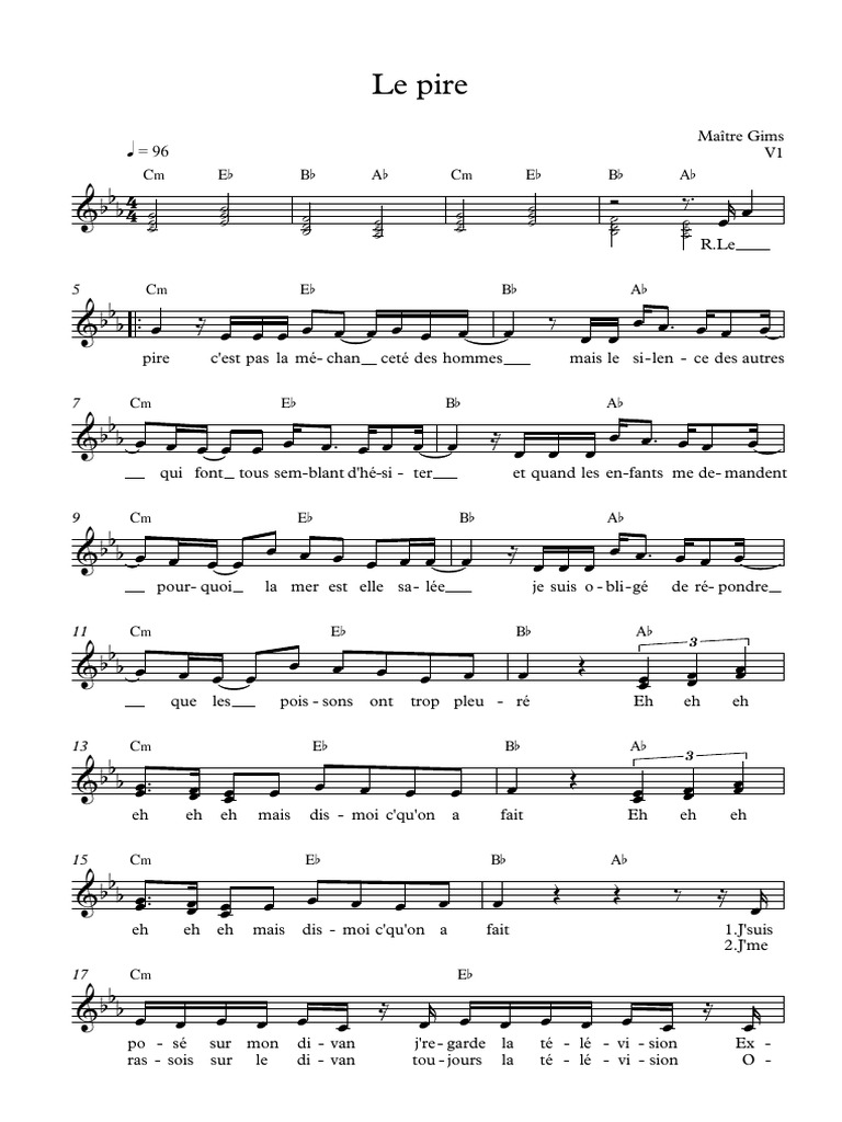 Le Pire (Maître Gims) V1 PDF | PDF