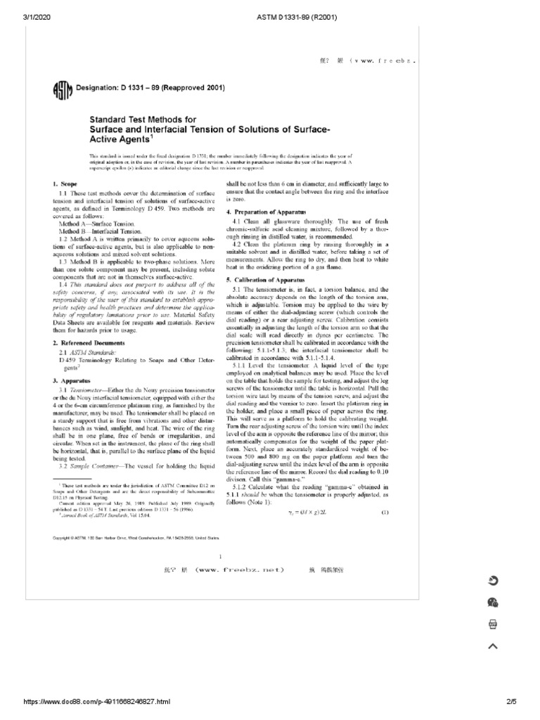 Astm D1331-89 | PDF