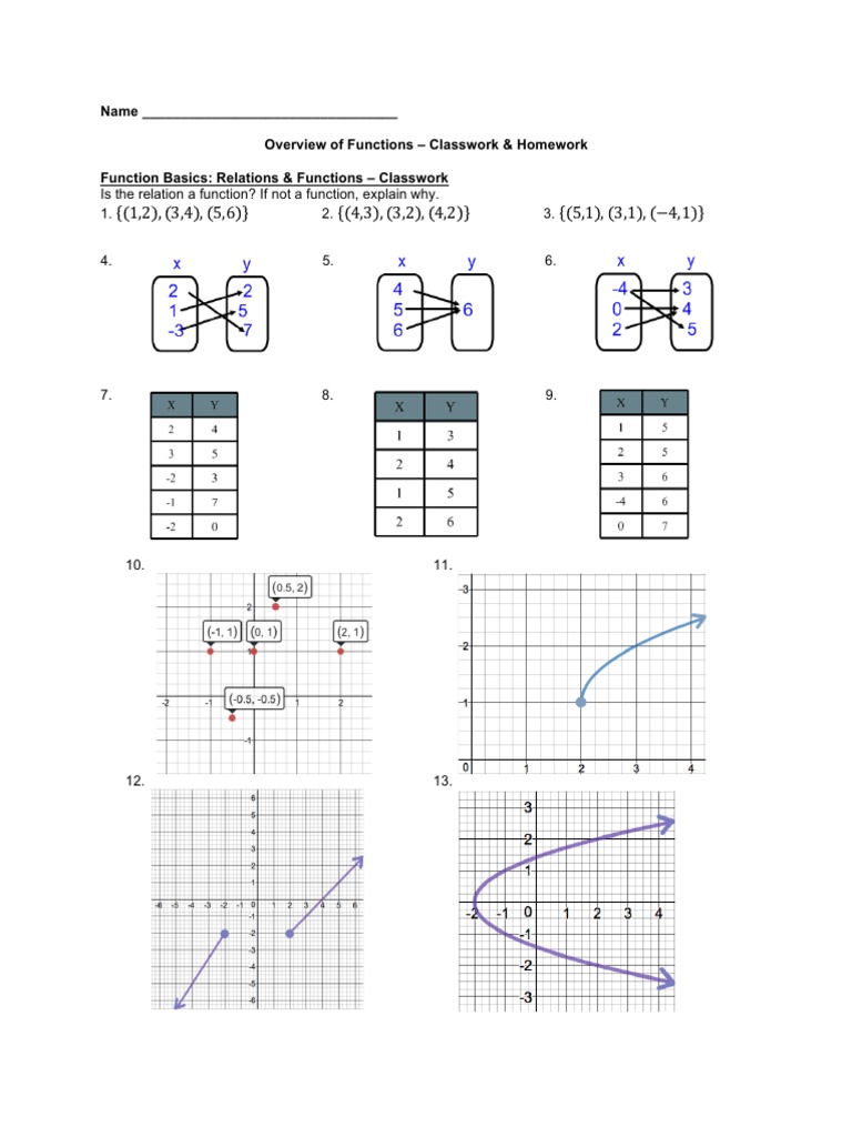 Functions Overview: Classwork & Homework | PDF