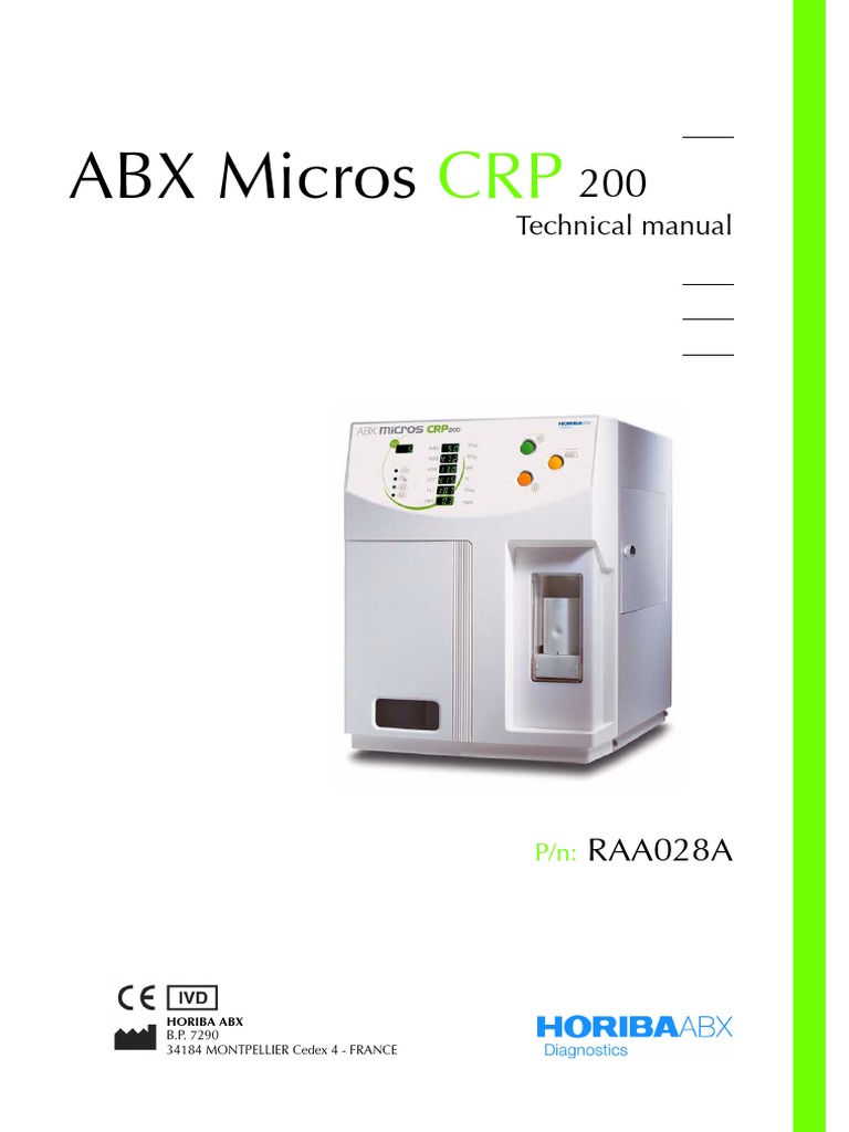 ABX Micros CRP 200 - Service Manual (En) | PDF | C Reactive Protein | Valve