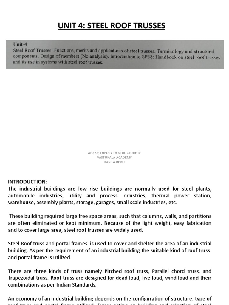 Steel Roof Trusses | PDF | Truss | Roof