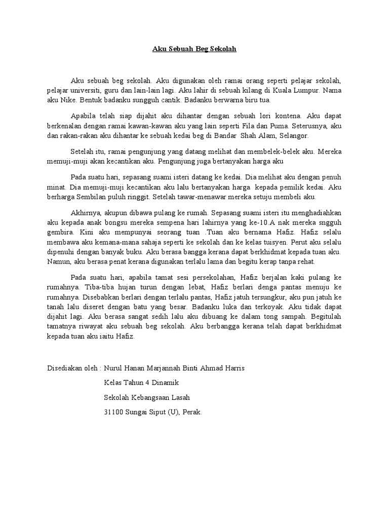 Aku Sebuah Beg Sekolah Pdf
