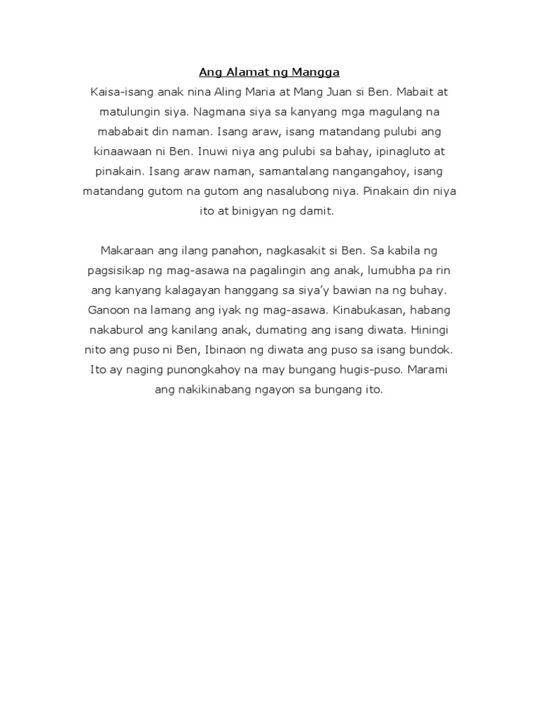 Ang Alamat NG Mangga | PDF