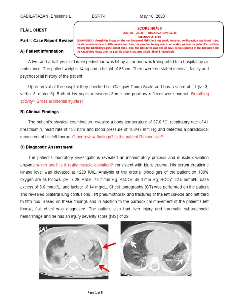 Flail Chest Part I: Case Report Review A) Patient Information | PDF ...